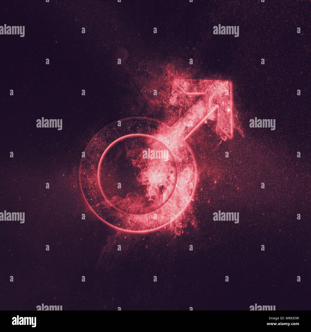 Planet Mars Symbol. Mars sign. Abstract night sky background Stock ...