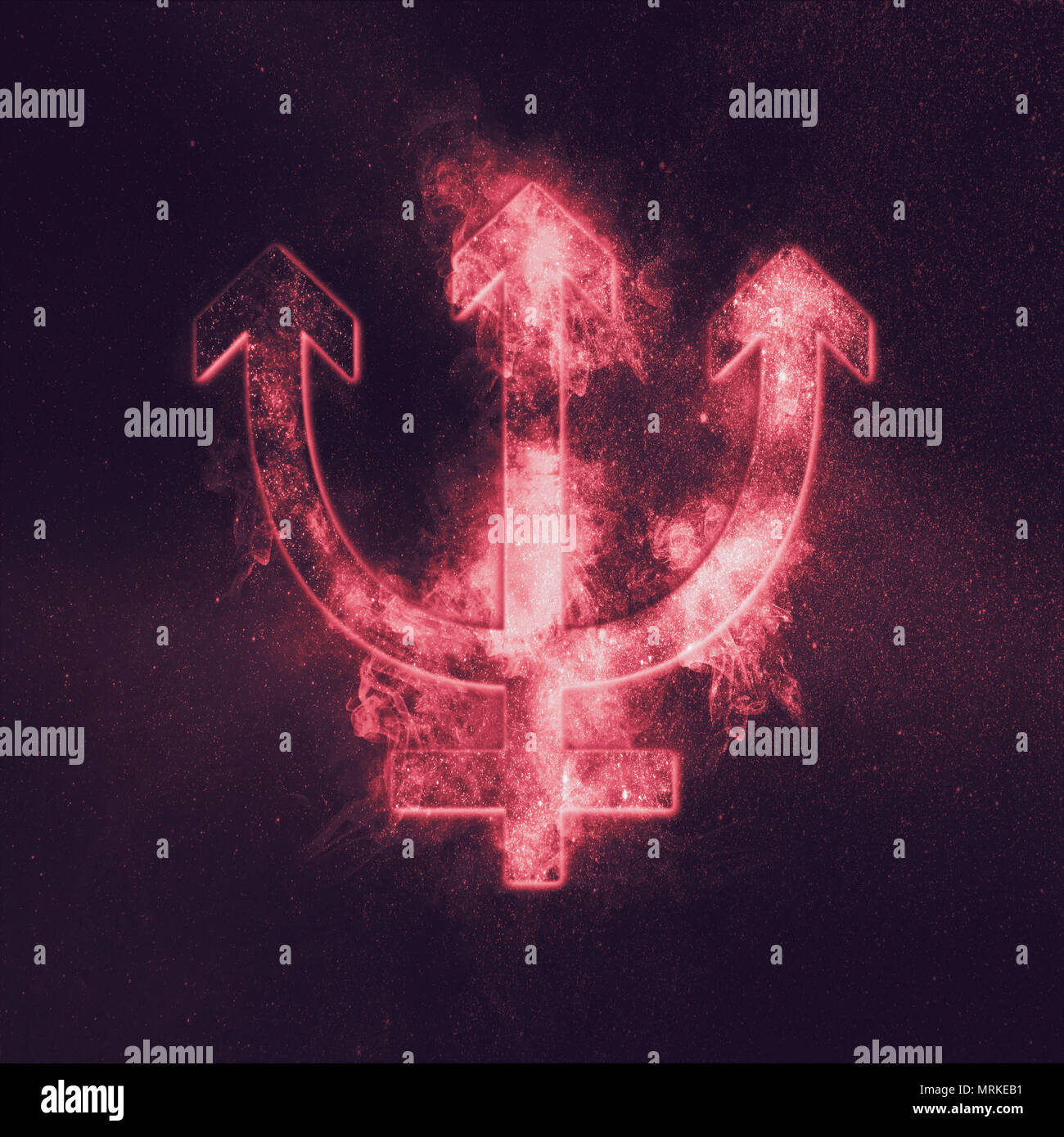 Planet Neptune Symbol. Neptune sign. Abstract night sky background ...