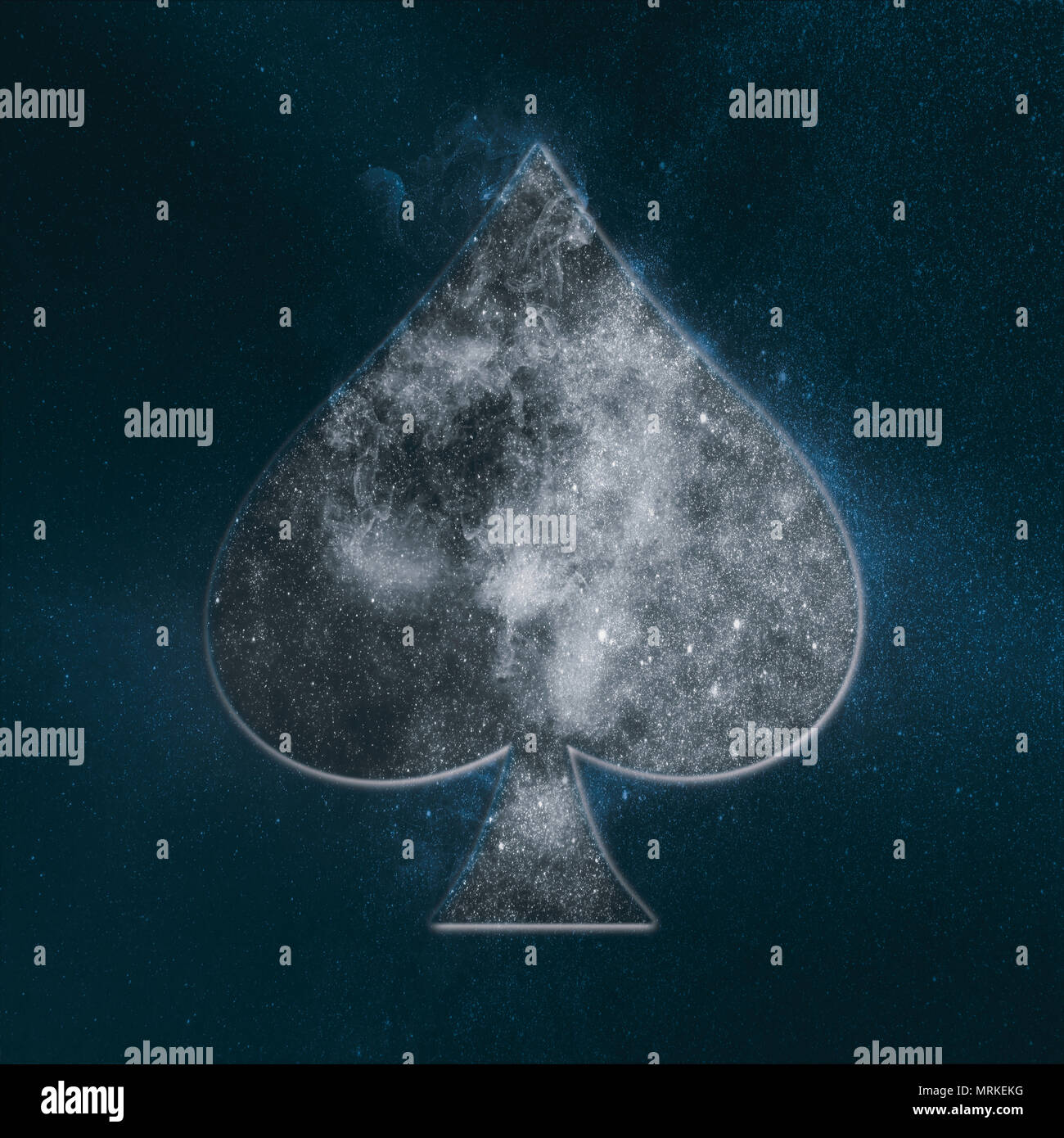 Spade symbol. Playing card. Abstract night sky background Stock Photo ...