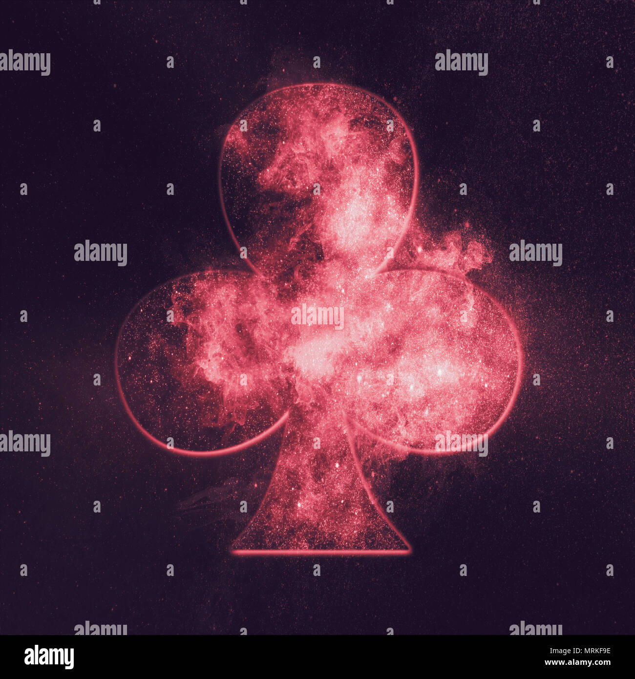 Clubs symbol. Playing card. Abstract night sky background Stock Photo ...