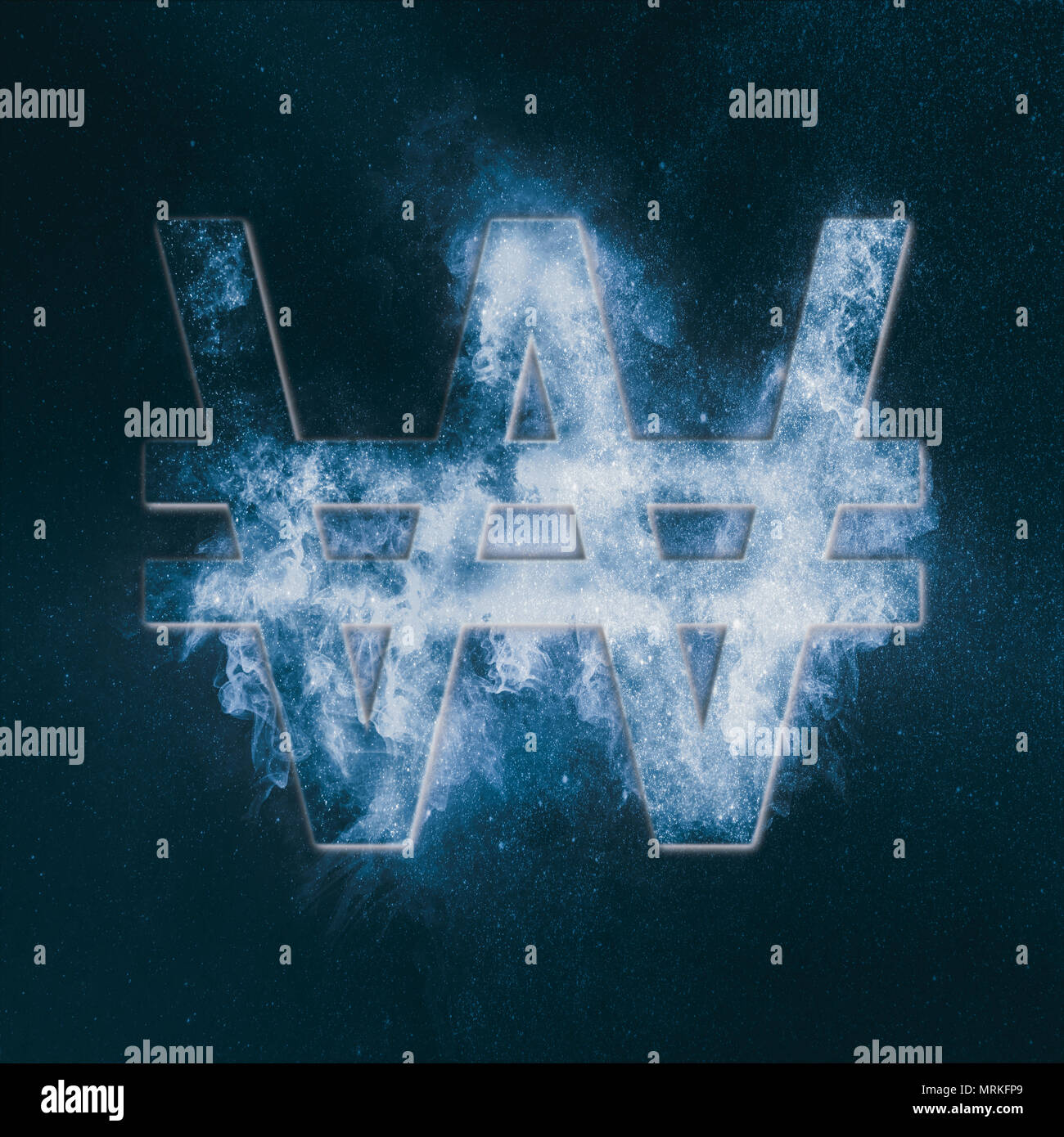 Korea Won symbol. Monetary currency symbol. Abstract night sky ...