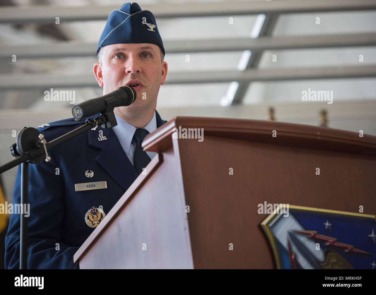 Col. David Abba, 53rd Wing commander, gives his first speech to members ...