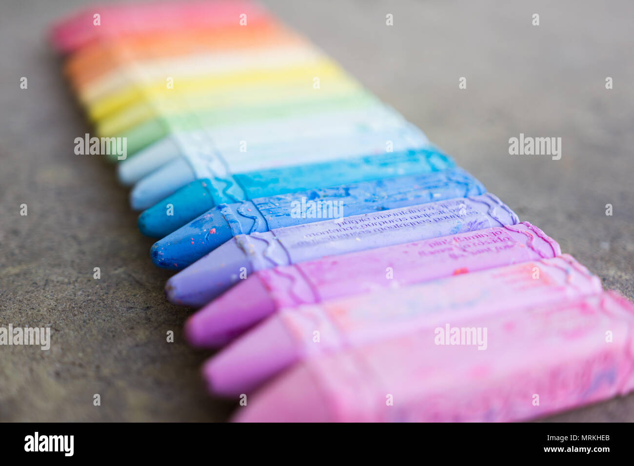 Line of multicolored sidewalk chalk Stock Photo - Alamy