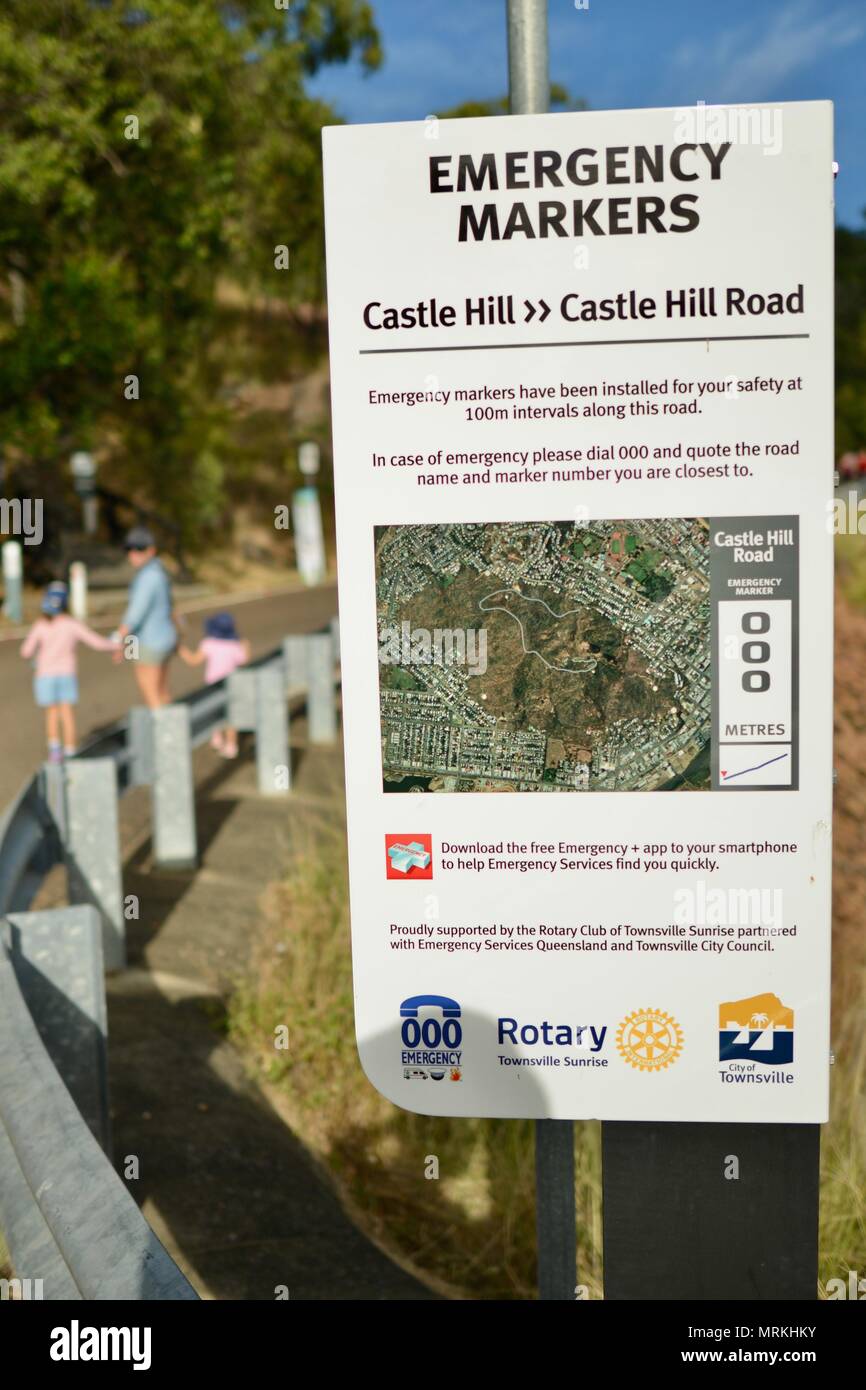 Emergency markers sign, Castle Hill QLD 4810, Australia Stock Photo - Alamy