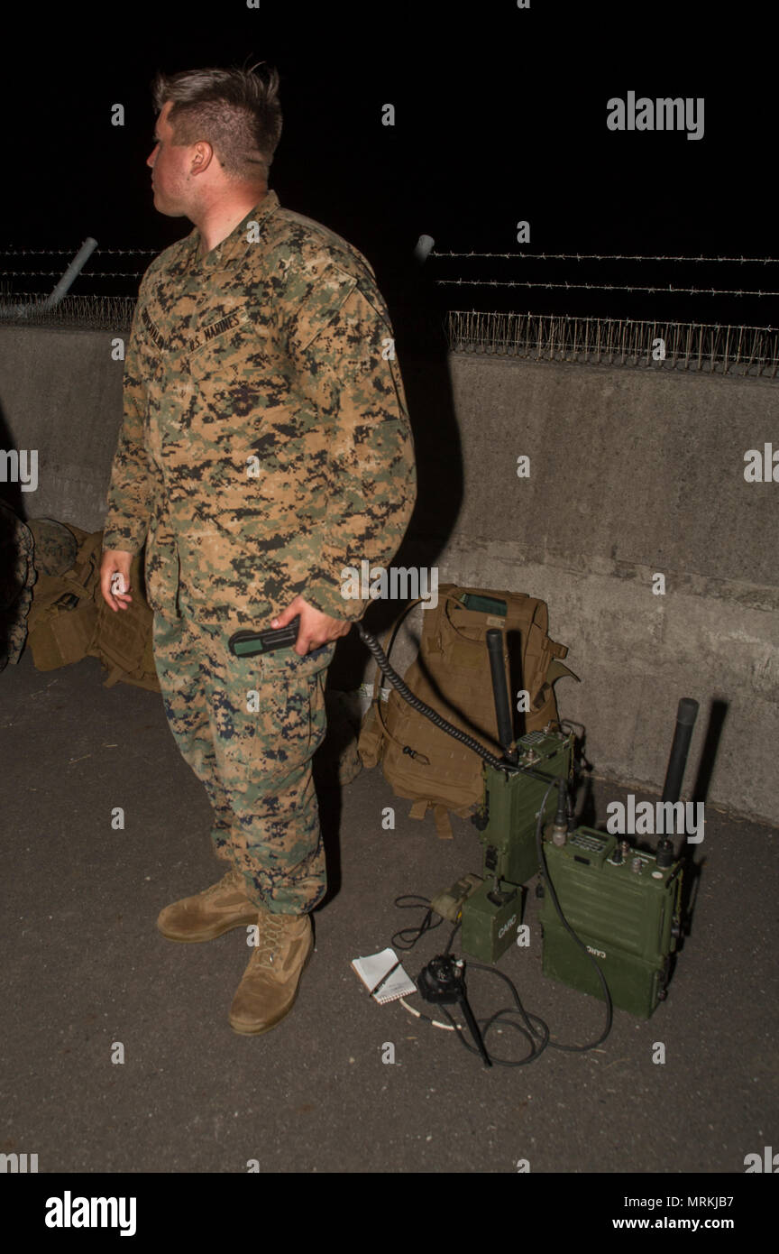 U.S. Marine Corps Pfc. Damon Curry Cavalier, a Marine Air Traffic ...