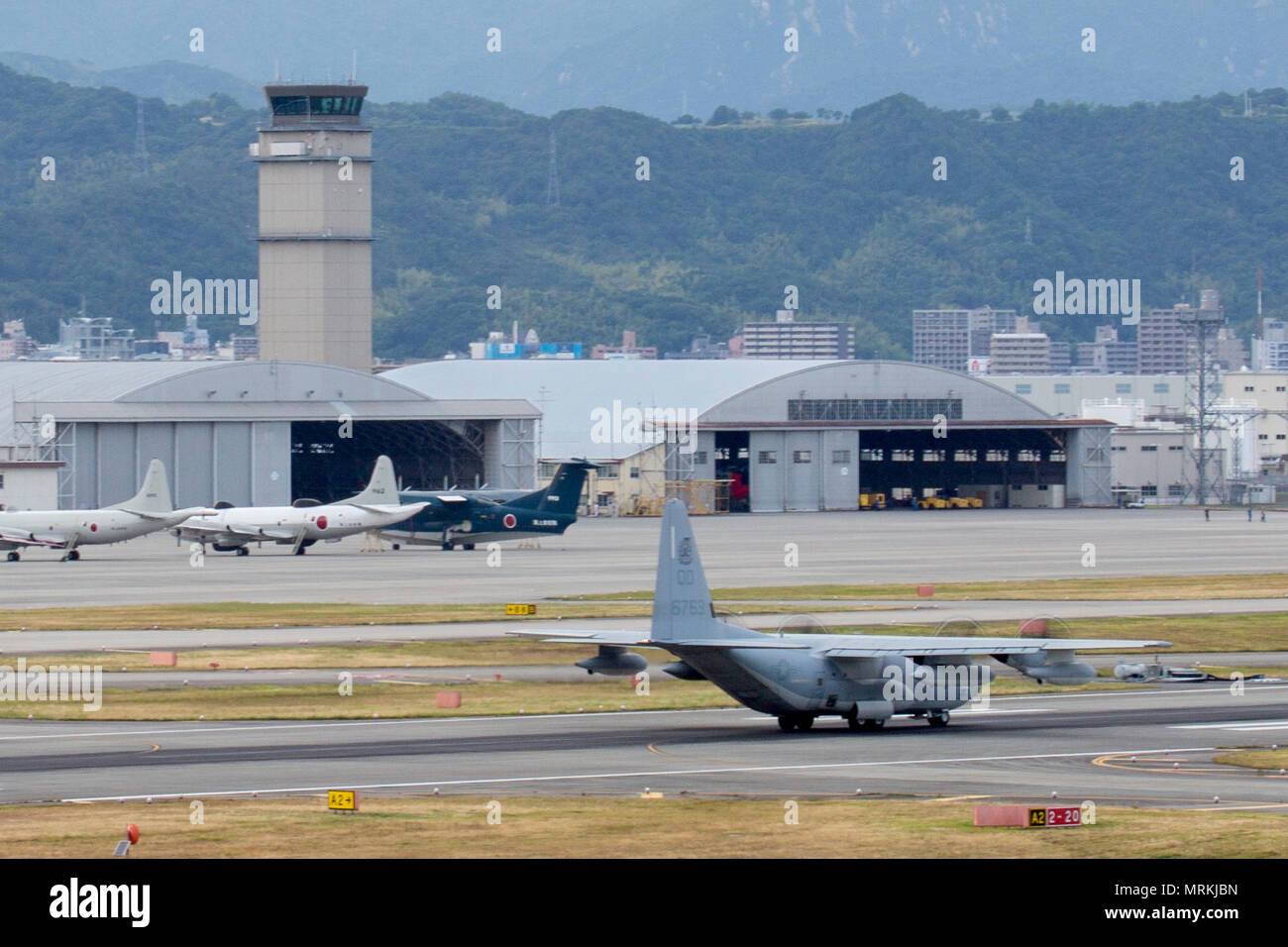 A U.S. Marine Corps KC-130J Hercules with Marine Aerial Refueler ...