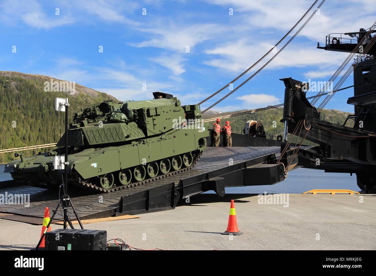NORWAY — Equipment is offloaded from the USNS 1st LT Baldomero Lopez, a ...