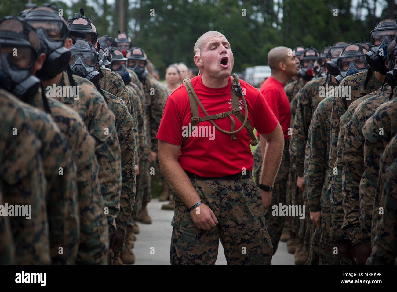 U.S. Marine Corps Sgt. Cody Waldo, drill instructor, Alpha Company, 1st ...
