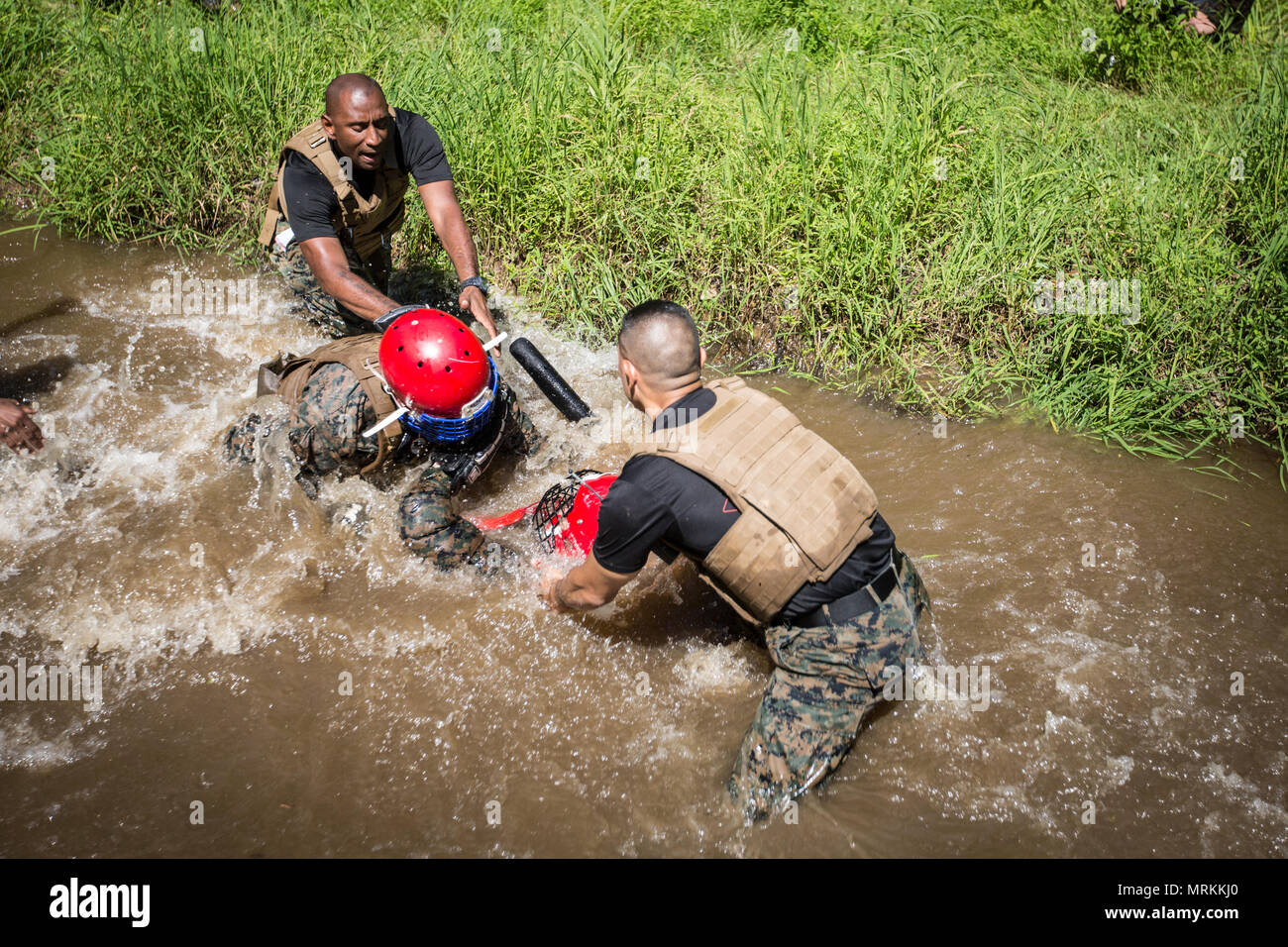 U.S. Marines participate in weapons of opportunity free sparring during ...
