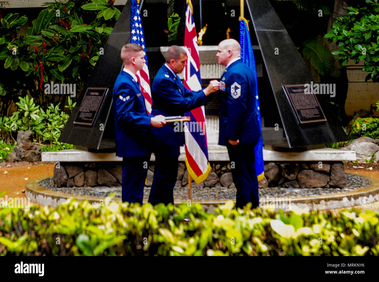 Col. Steven Dickerson, 557th Weather Wing commander, presents Senior ...