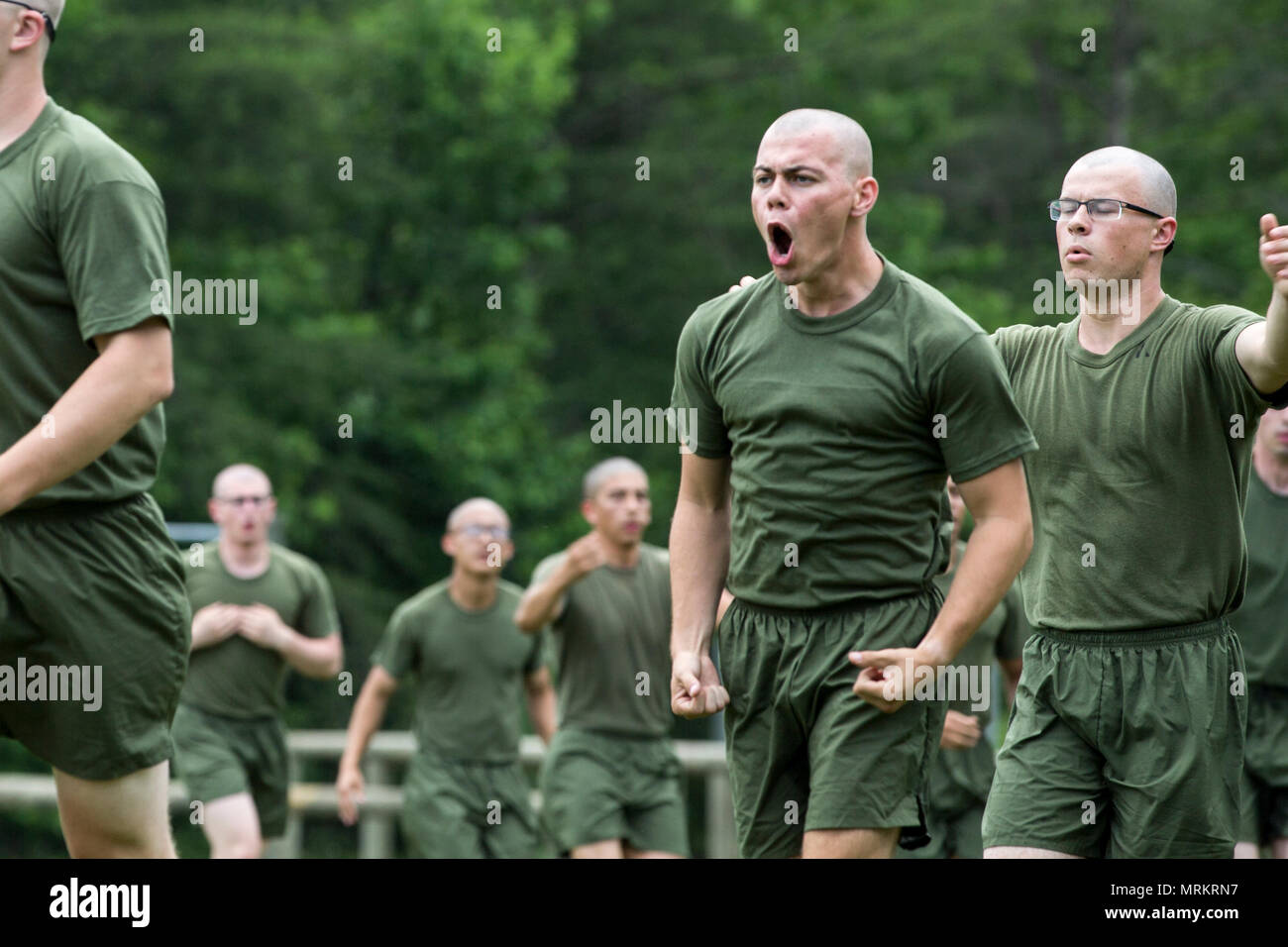A candidate with the Officer Candidate School (OCS) yells during the ...