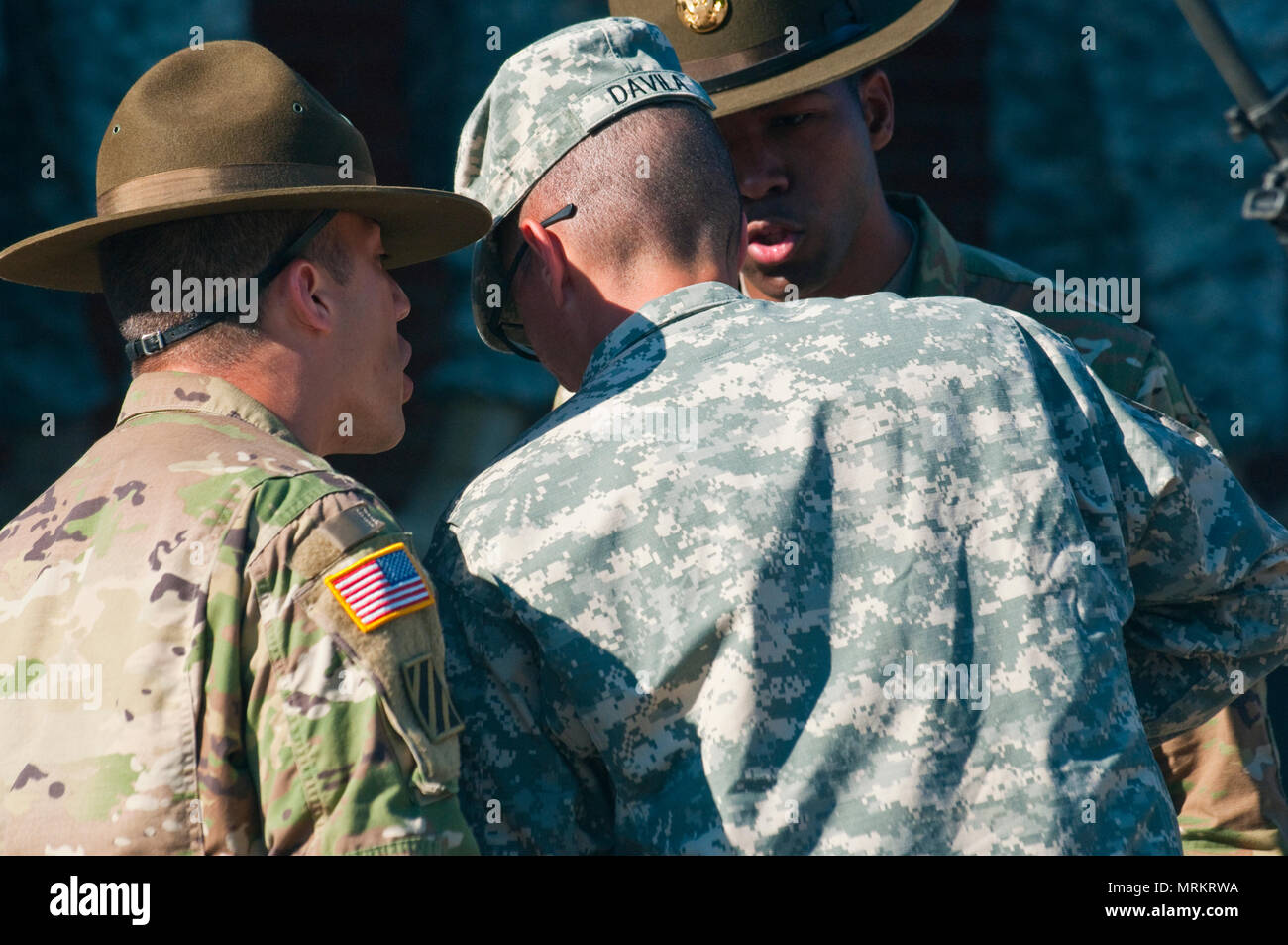 Staff Sgt. Sterling Johnson and Sgt. 1st Class Felipe Trejo, U.S. Army Reserve drill sergeants ...