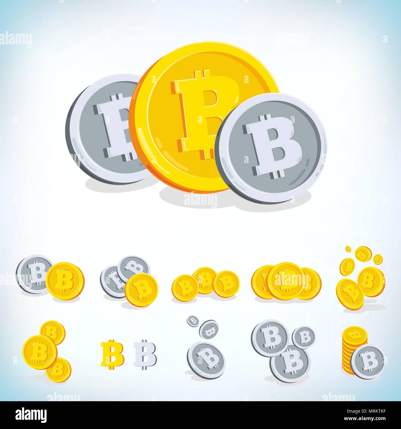 Bitcoin. 2D cartoon bit coin. Digital currency. Cryptocurrency. Golden ...