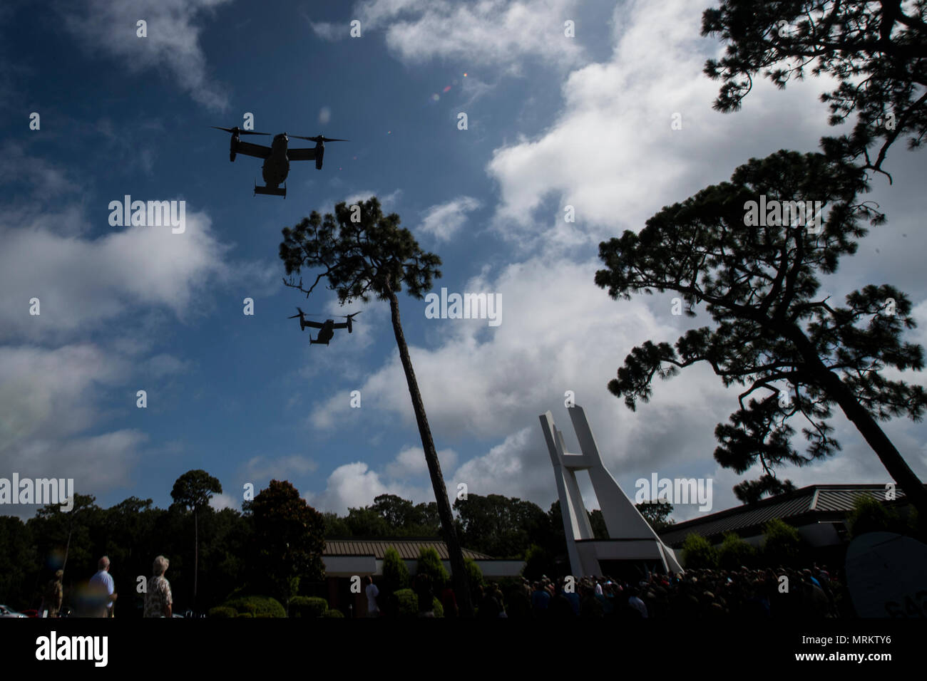 Two CV-22 Osprey tiltrotor aircraft from the 8th Special Operations ...