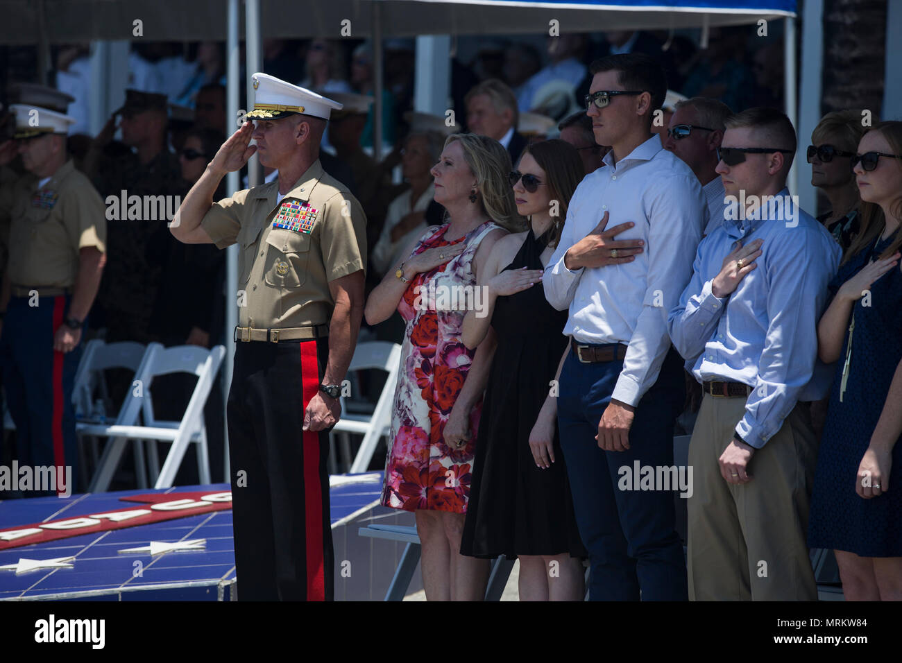U.S. Marine Corps Brig. Gen. Eric Smith salutes during the Division ...