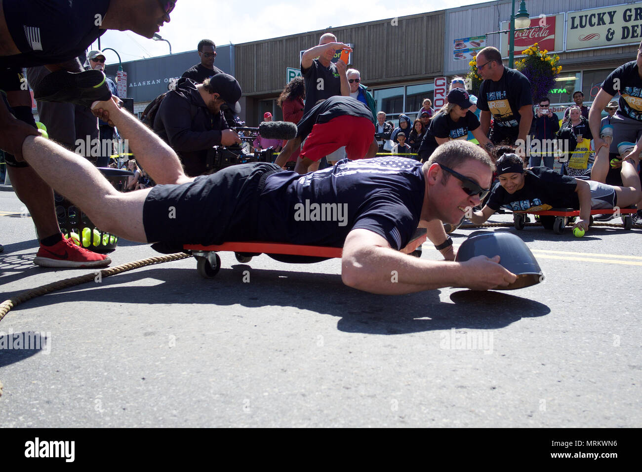 Jake Noel, a member of the Alaska Army National Guard team Swole Patrol ...