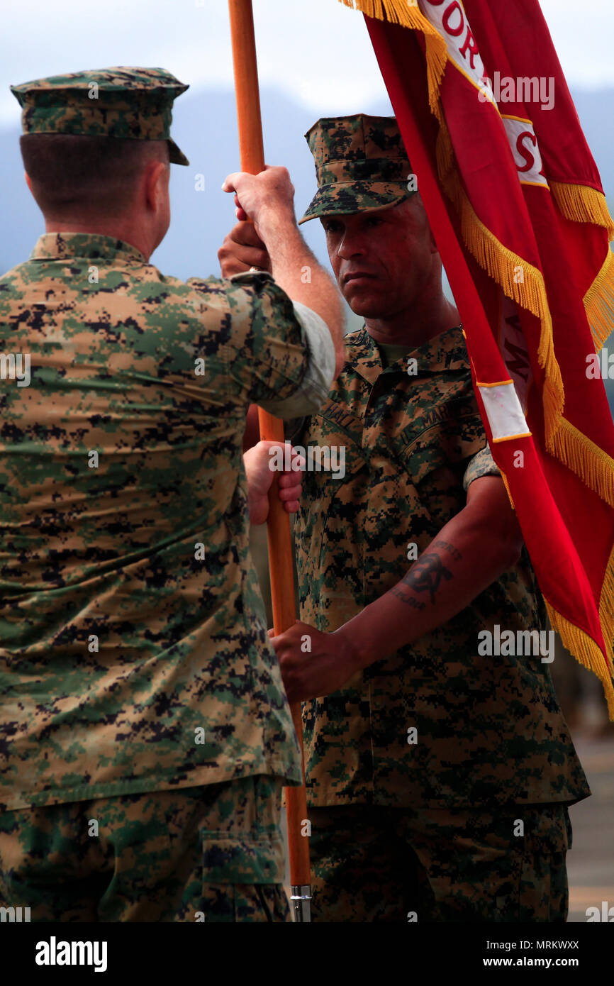 MARINE CORPS BASE HAWAII – Sgt. Maj. Gregory L. Hall passes the Marine ...