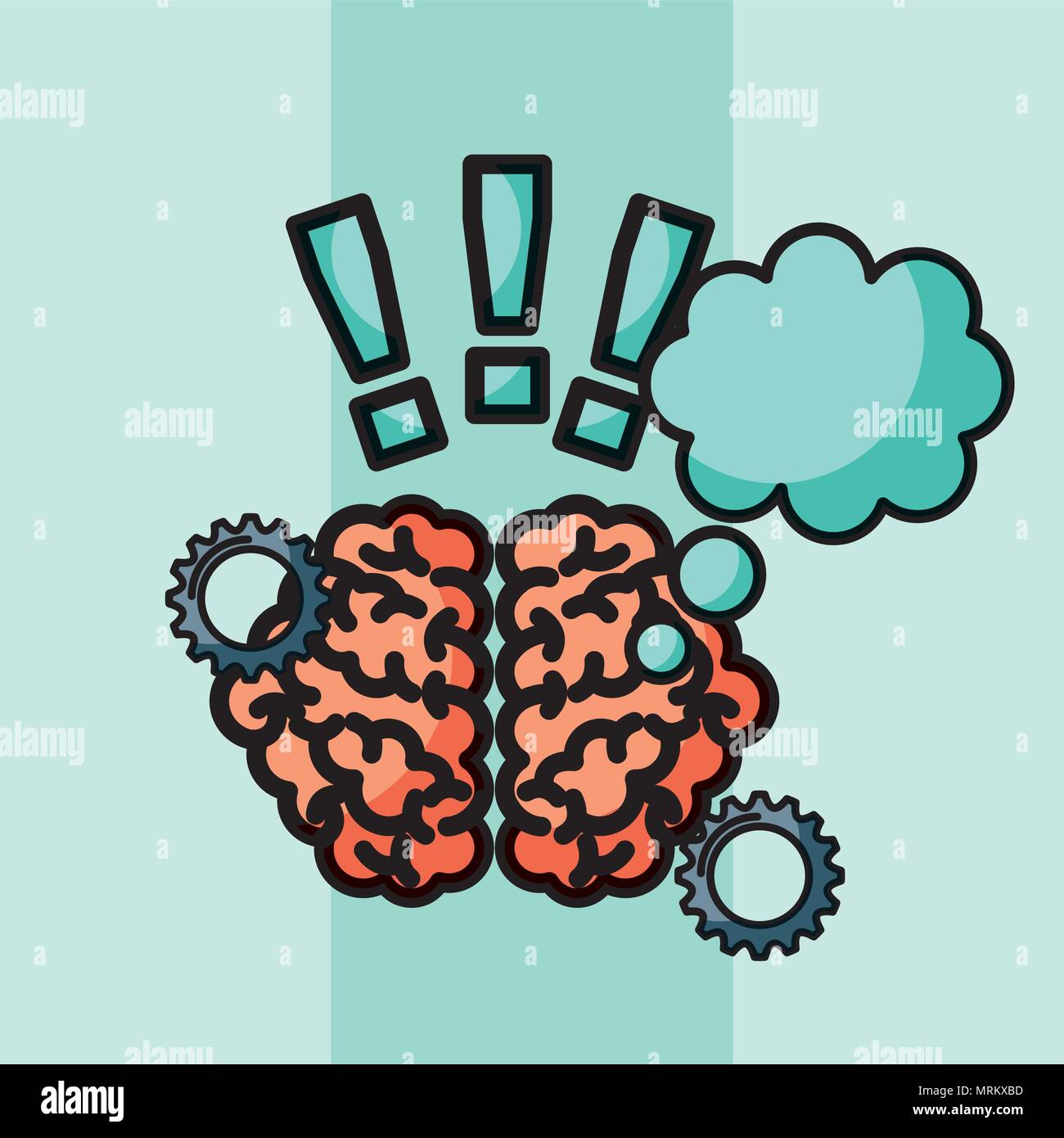 brain creative idea thinking exclamation symbol vector illustration ...