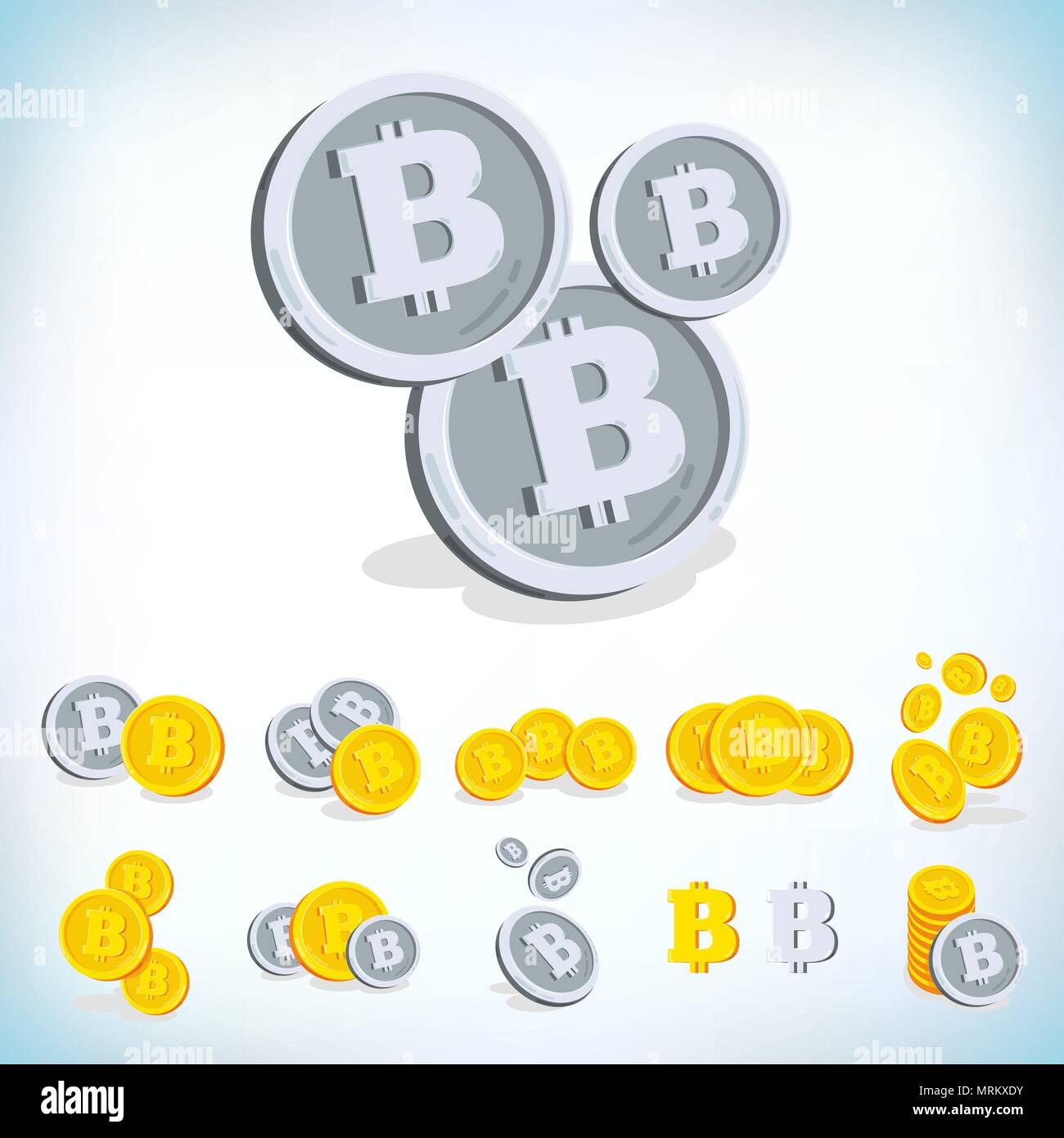 Bitcoin. 2D cartoon bit coin. Digital currency. Cryptocurrency. Golden ...