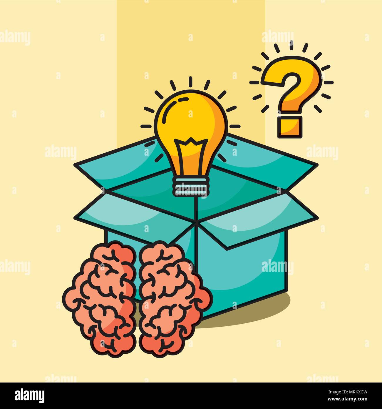 brain creative idea box bulb question vector illustration Stock Vector ...