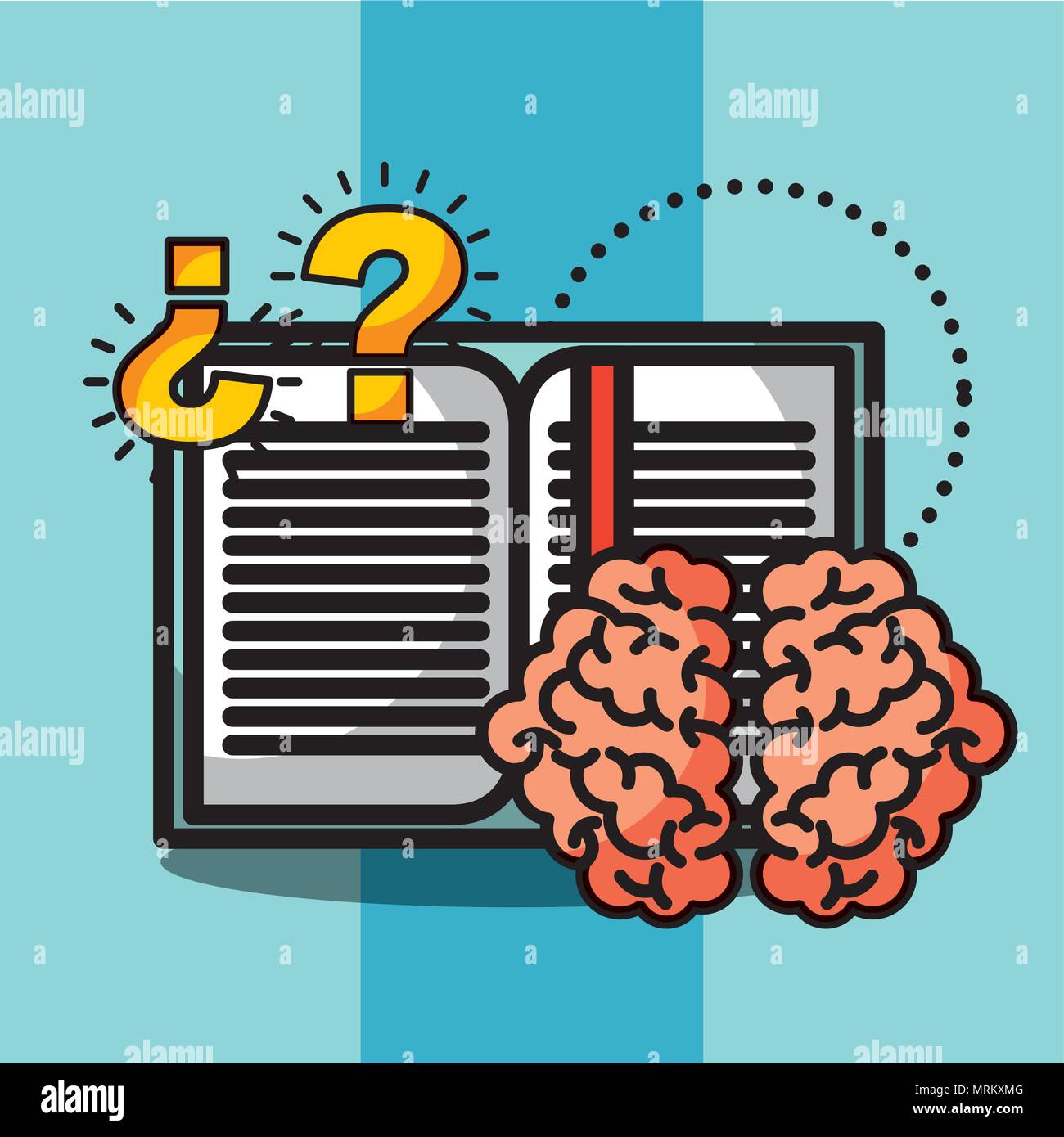 brain creative idea book learn knowledge questions vector illustration ...