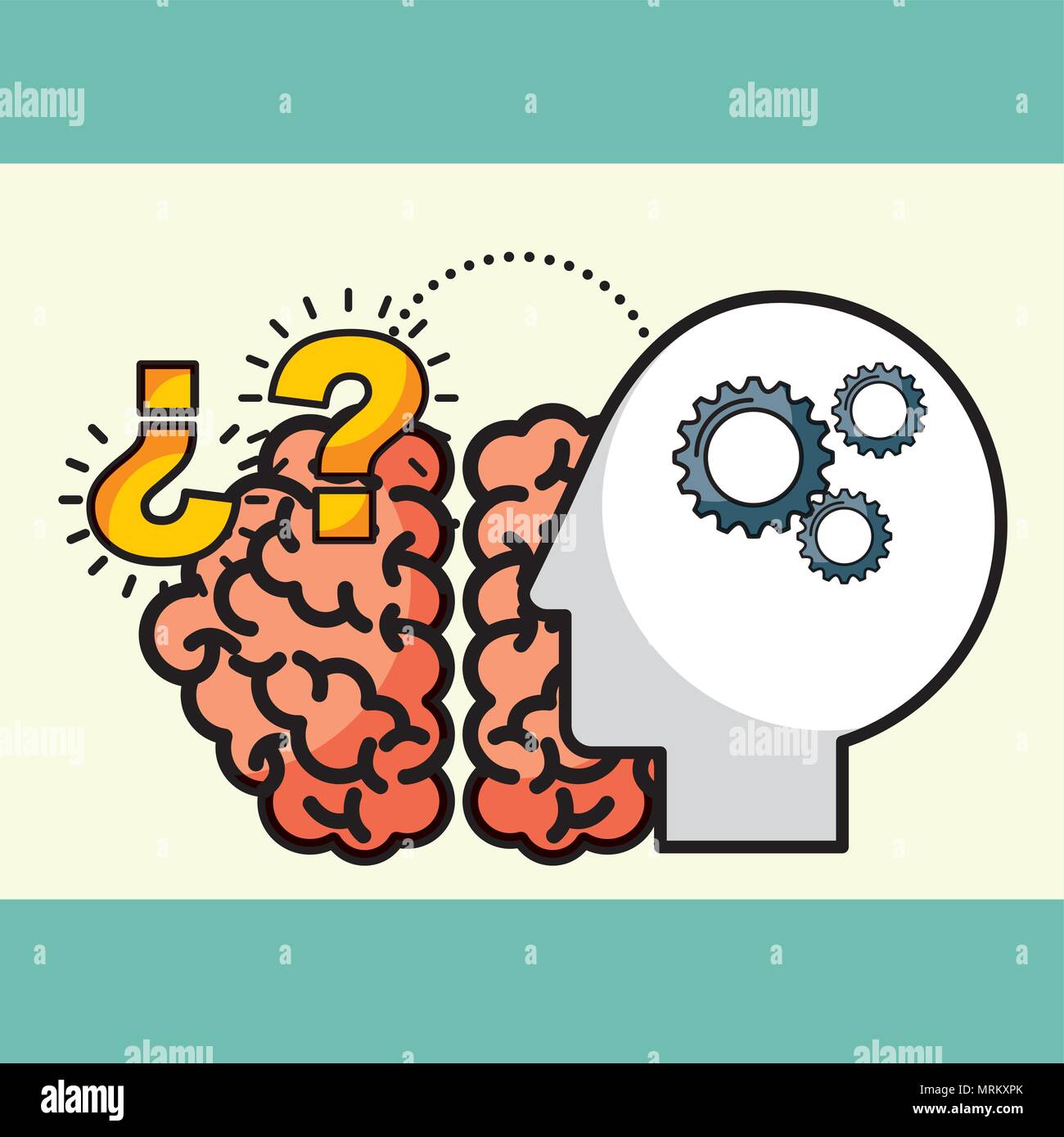 silhouette man brain creative idea questions vector illustration Stock ...