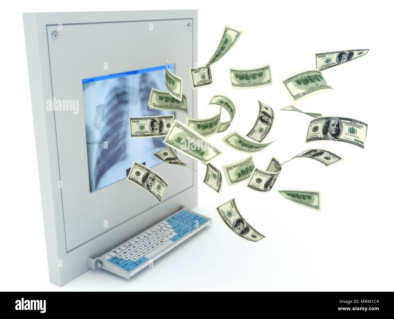 High Costs of Healthcare , money flowing from a medical x-ray machine ...