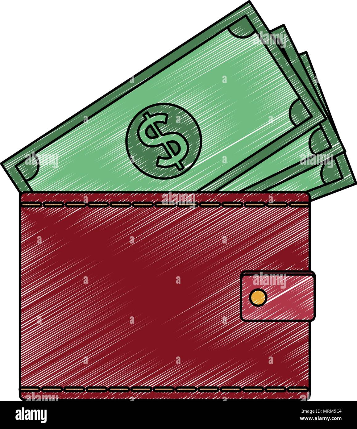 Hand draw purse wallet money hi-res stock photography and images - Alamy