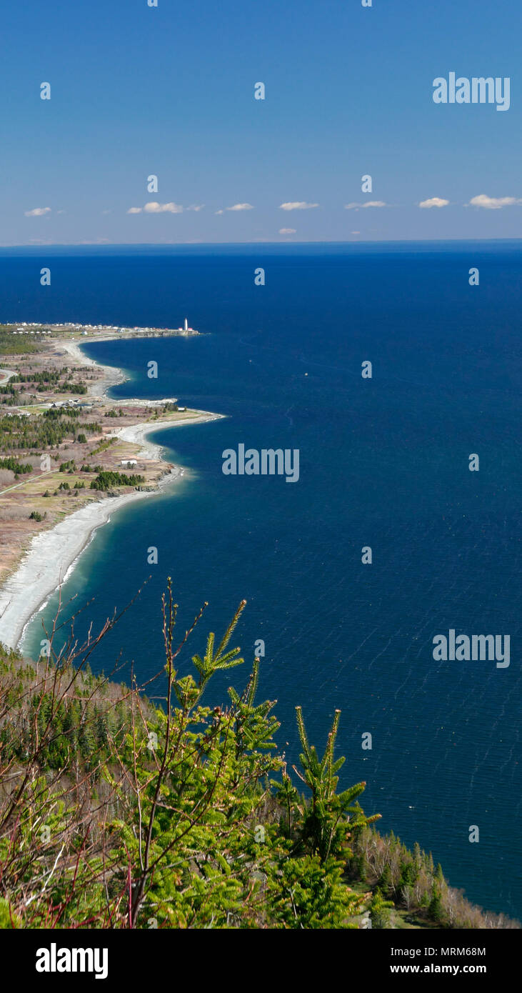 Cap-des-Rosiers lighthouse viewed from atop Mont Saint-Alban in ...