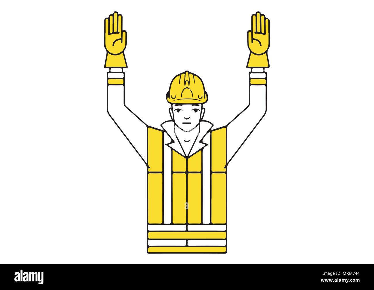 vector design of signalman gesture instruction danger emergency stop ...