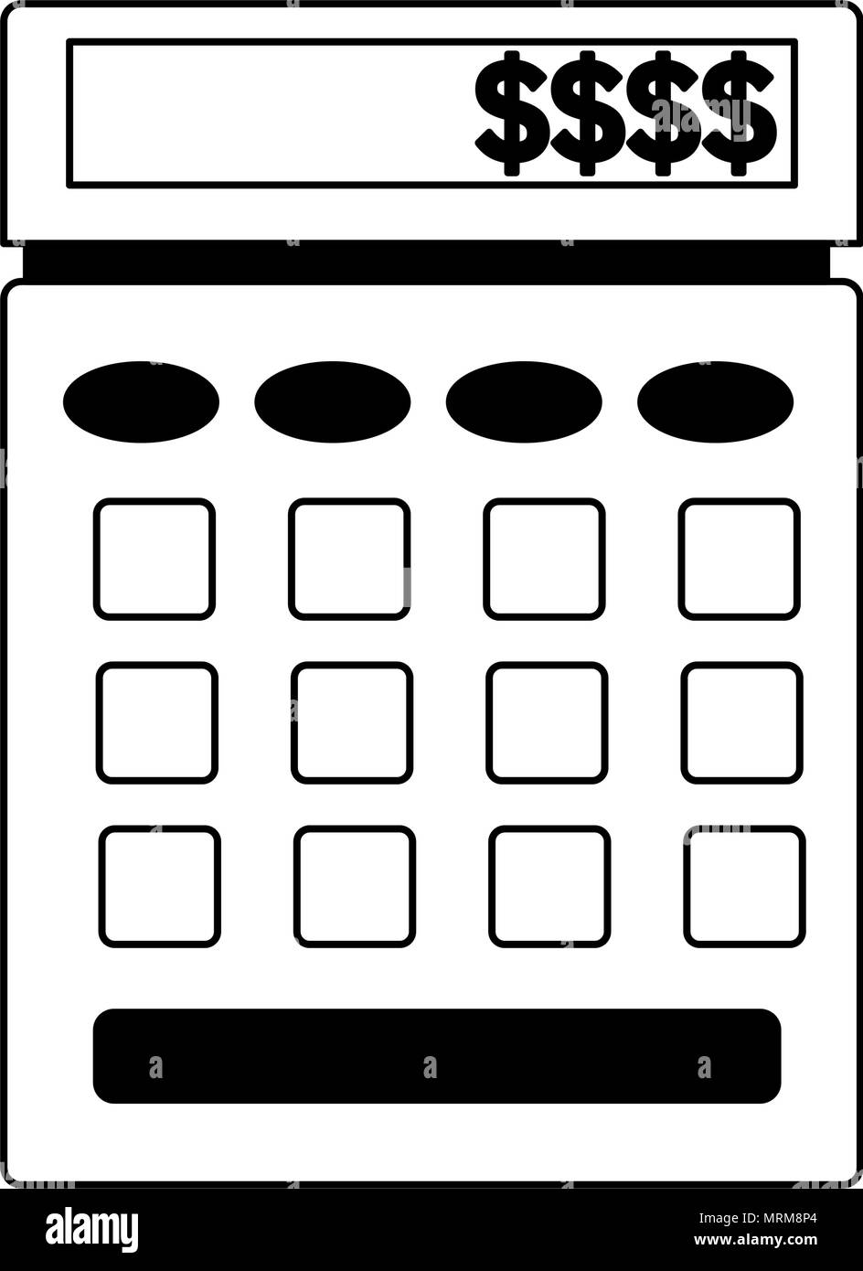 Calculator and money in black and white Stock Vector Image & Art - Alamy