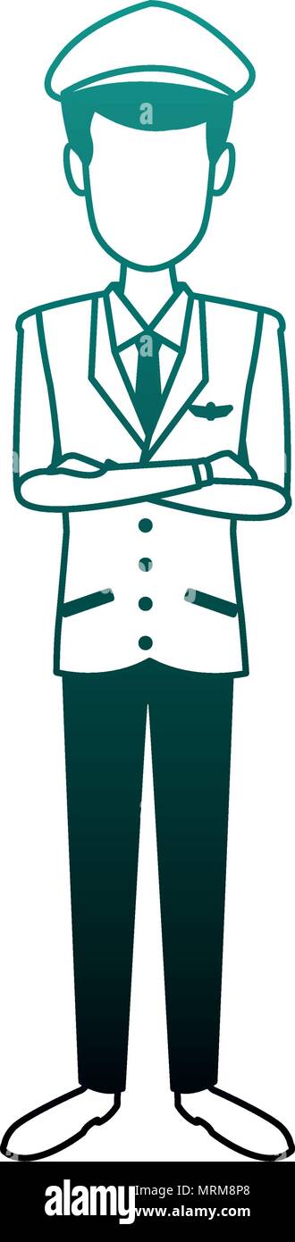 Airliner commercial pilot cartoon in blue lines Stock Vector Image ...