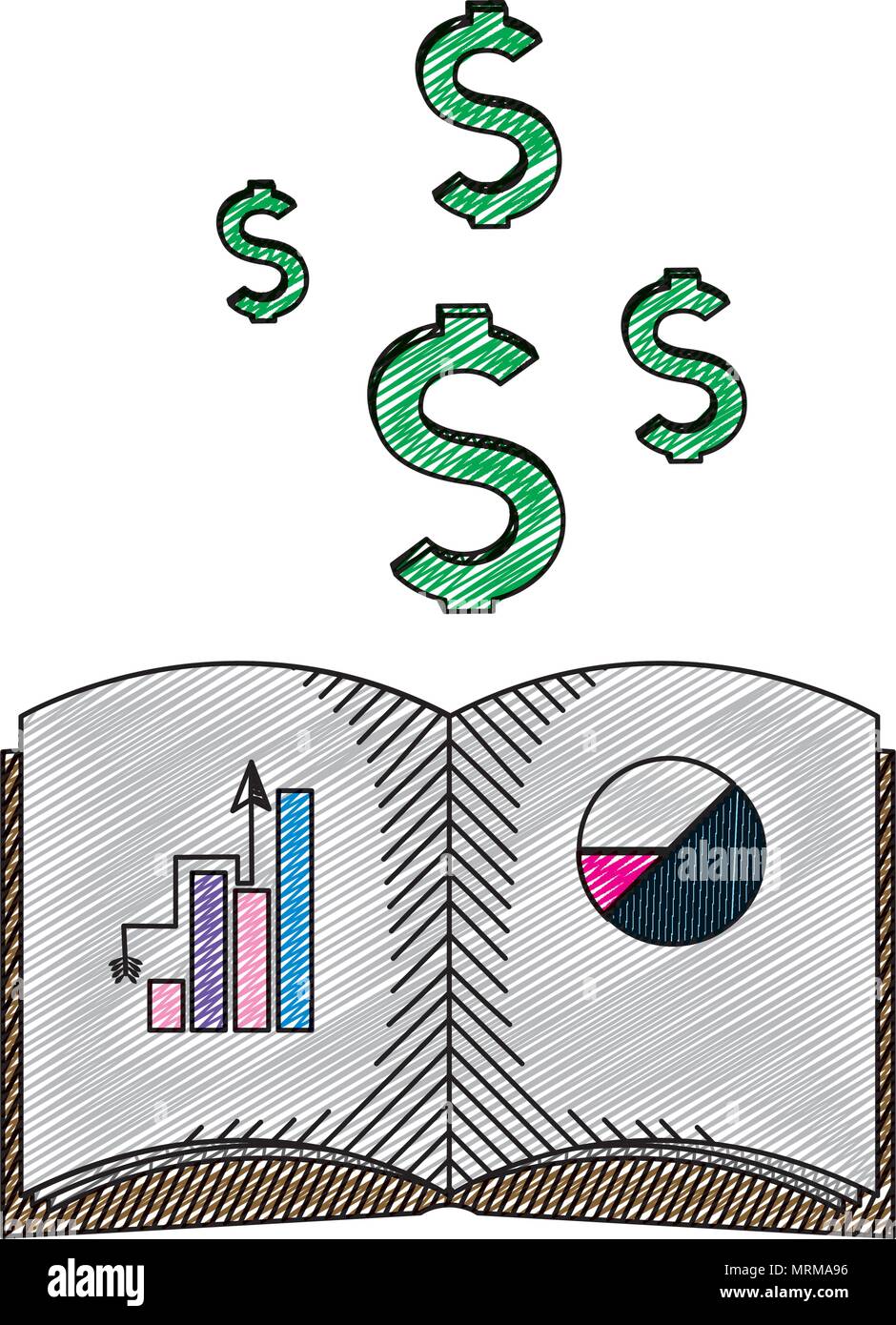 doodle book with statistics bar and diagram finance Stock Vector Image ...