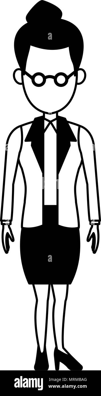 Executive business woman faceless cartoon in black and white colors ...