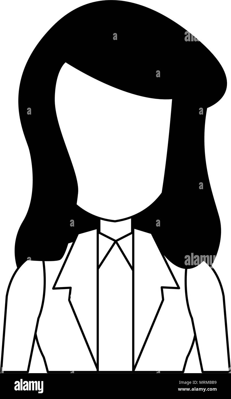 Executive business woman faceless cartoon in black and white colors ...