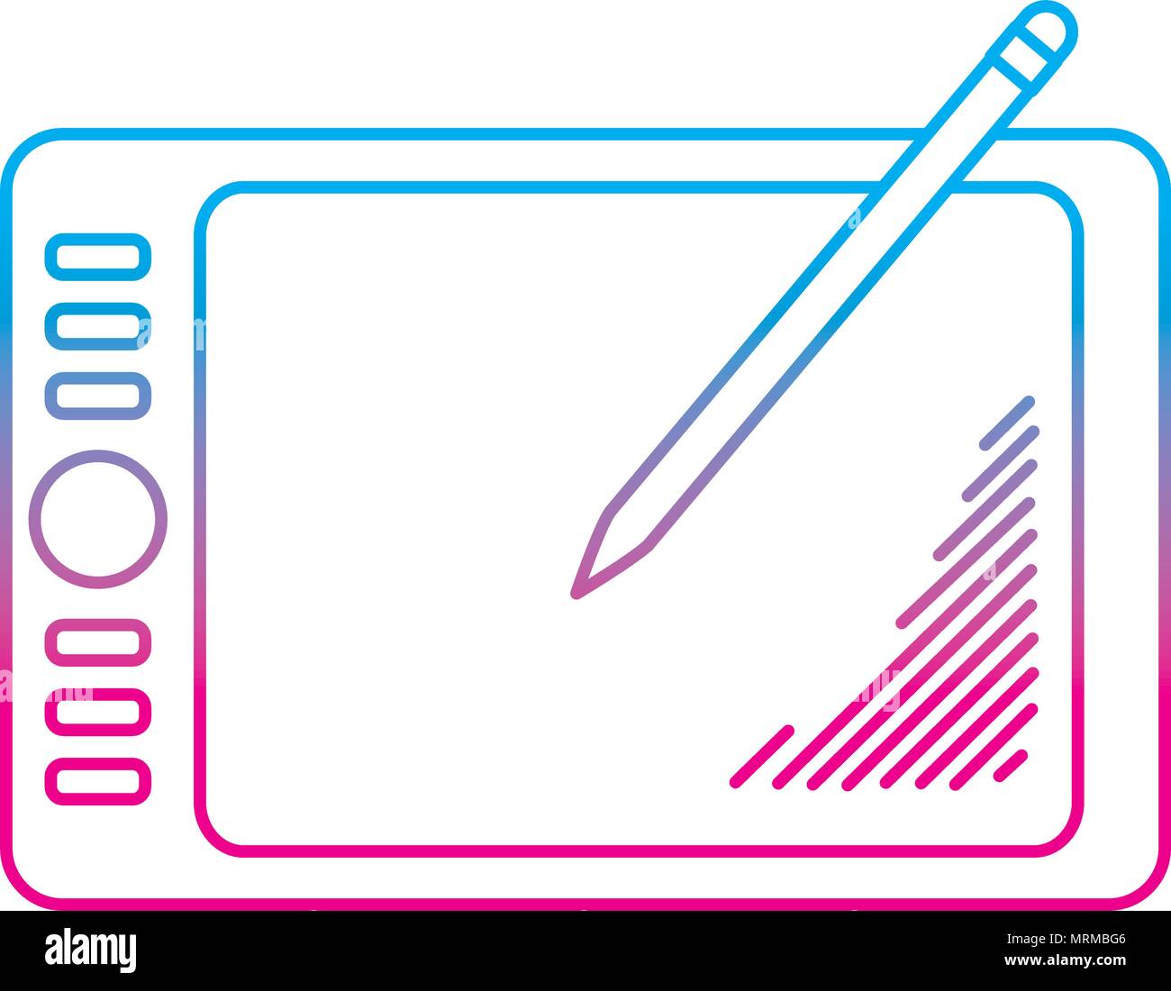 degraded line electronic graphic tablet with digital pen Stock Vector ...