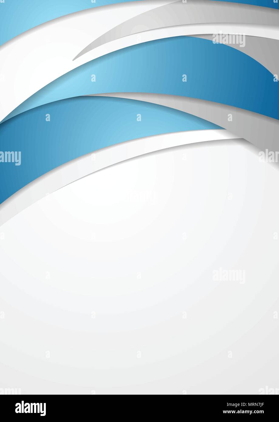 Blue and grey abstract wavy corporate flyer design. Vector background ...