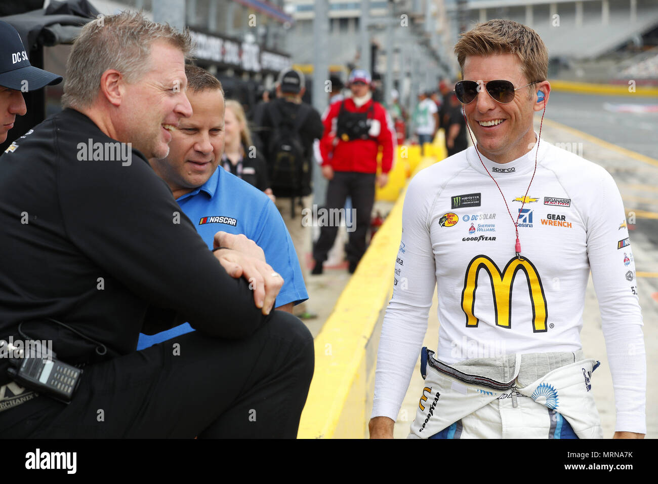 Concord, North Carolina, USA. 26th May, 2018. Jamie McMurray (42) hangs ...