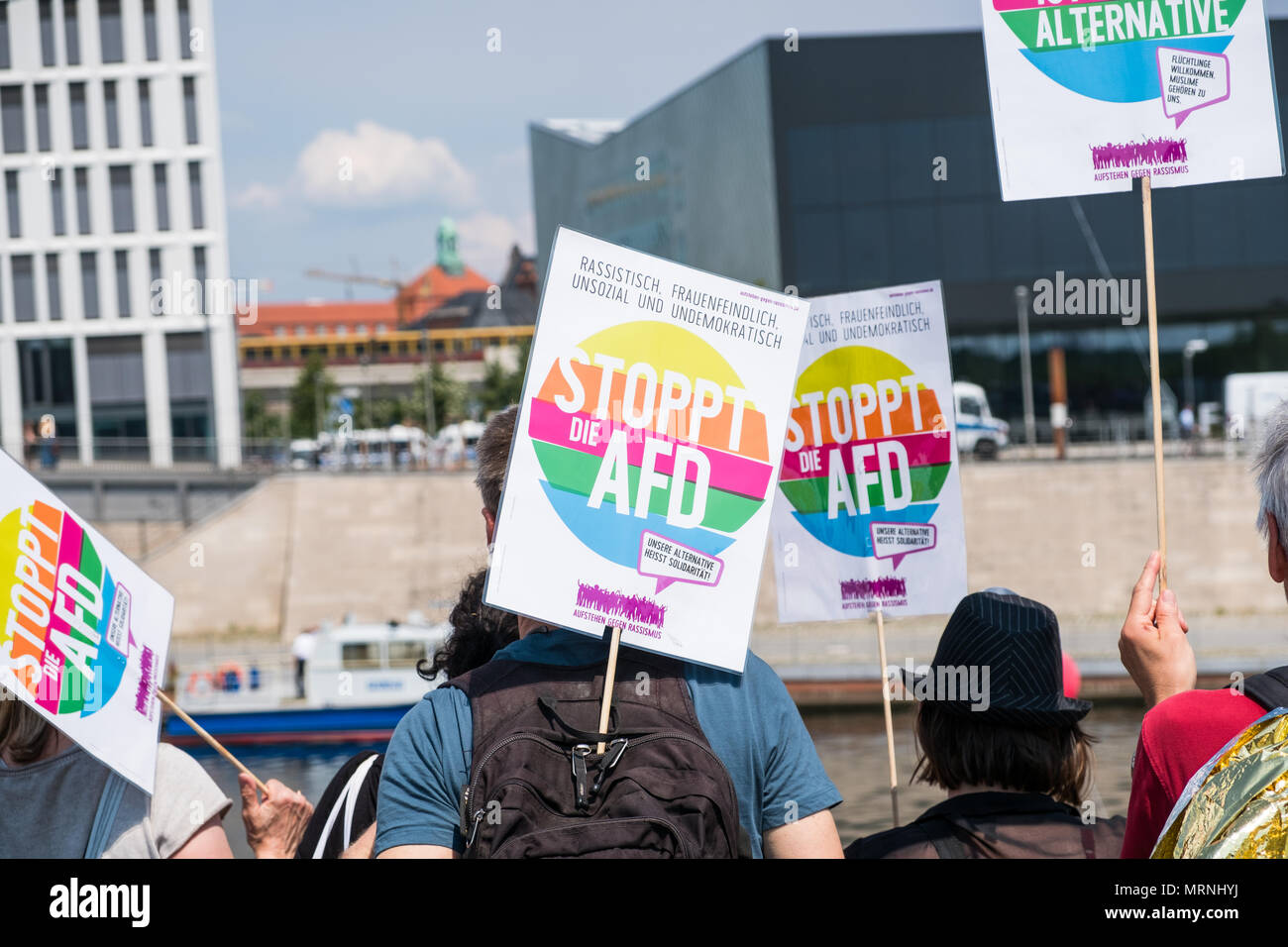 Berlin, Germany - may 27, 2018: Counter-protest against the ...