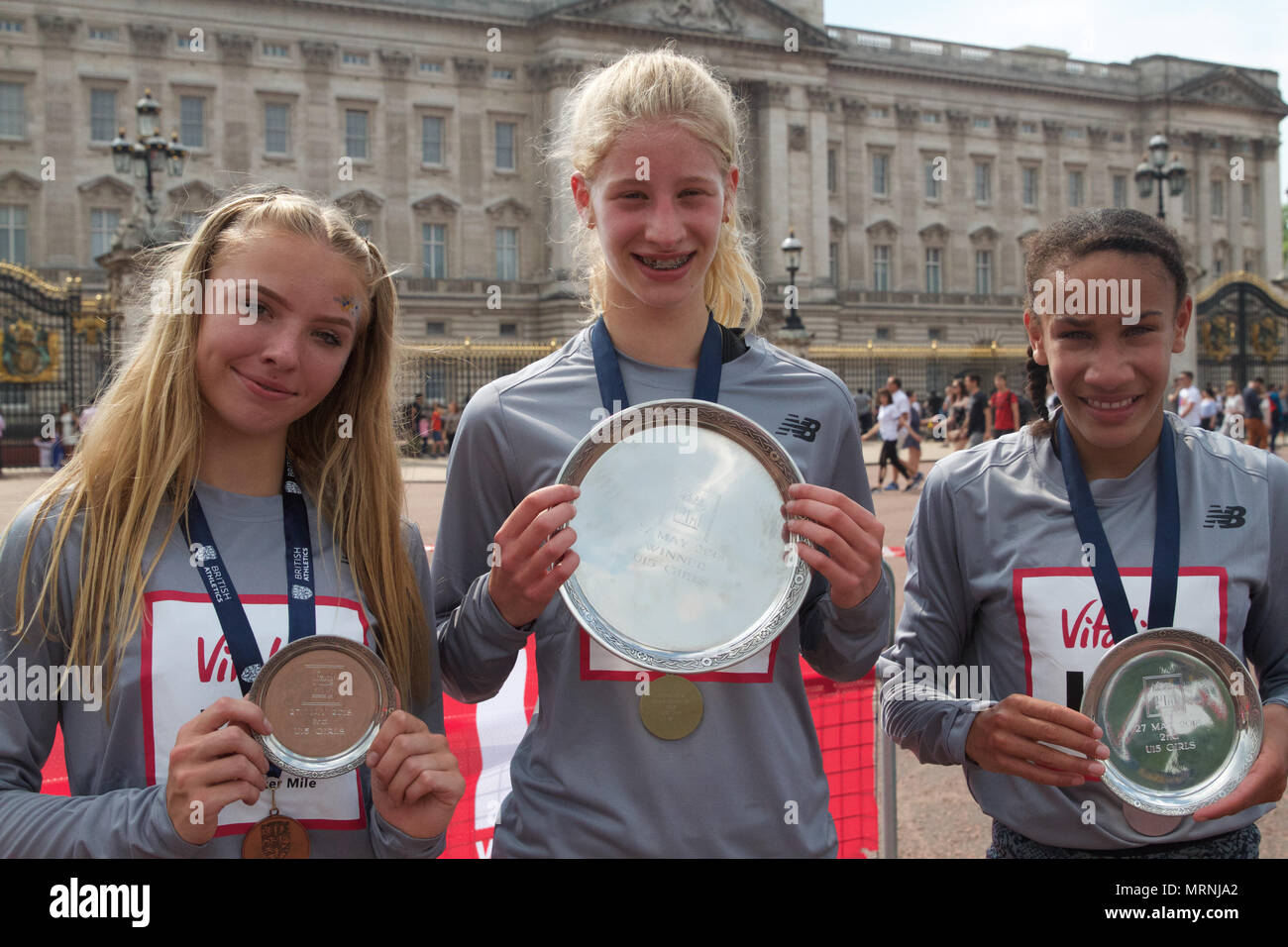London,UK,27th May 2018,Morgan Squibb, Zakia Mossi and Ava White pose ...