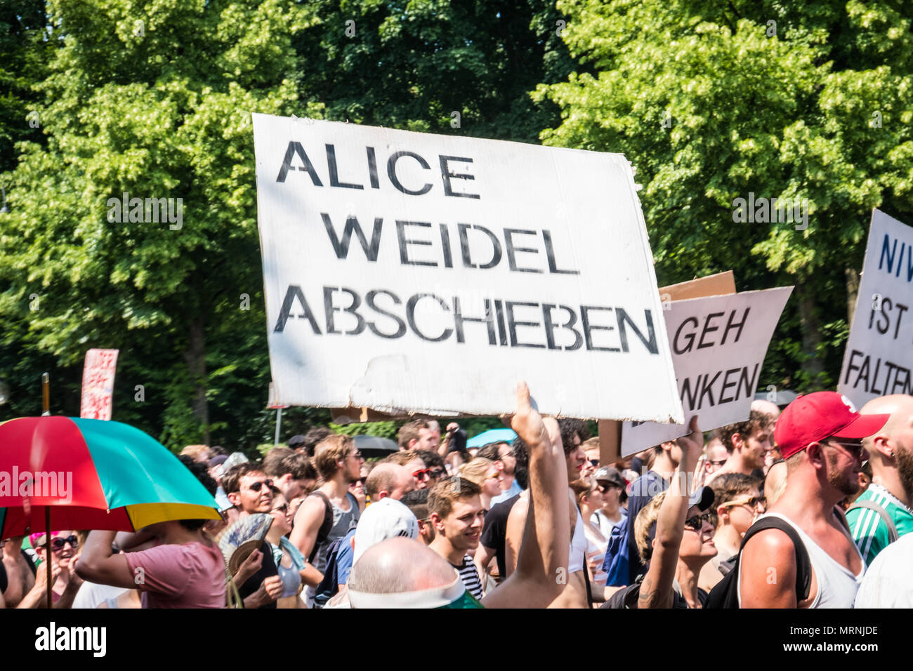 Berlin, Germany - may 27, 2018: Counter-protest against the ...