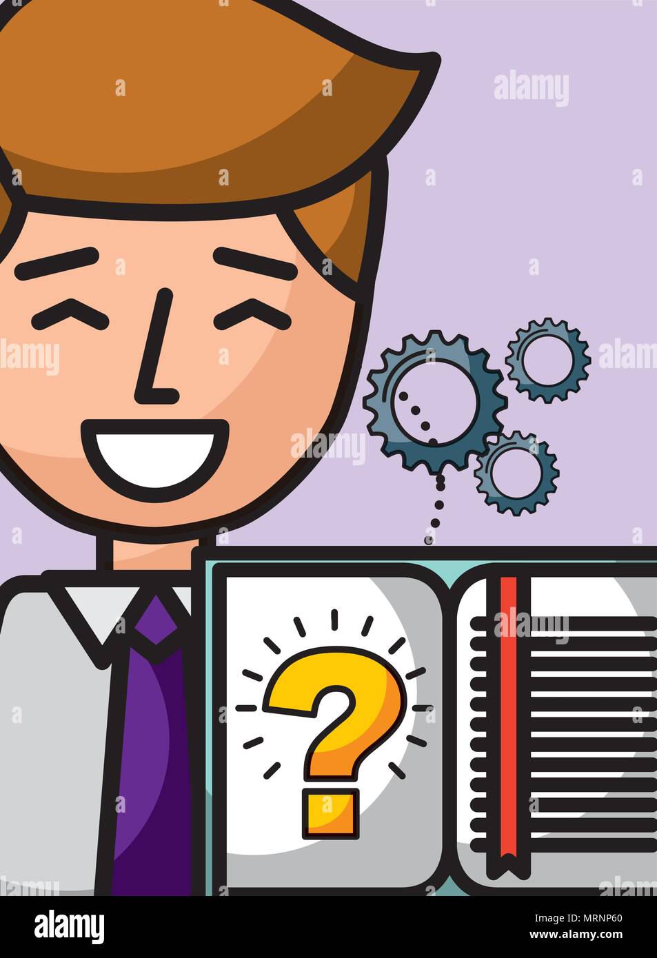 businessman cartoon book learn question solution vector illustration ...