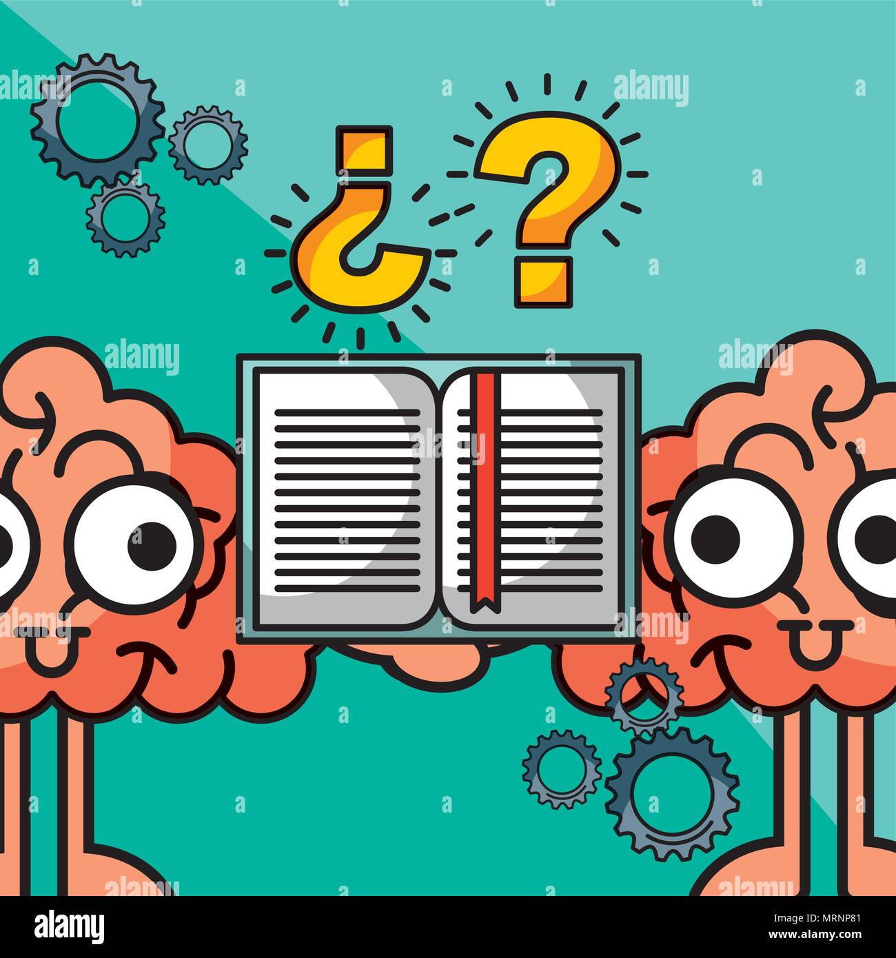 brains cartoon creative idea book learning vector illustration Stock ...