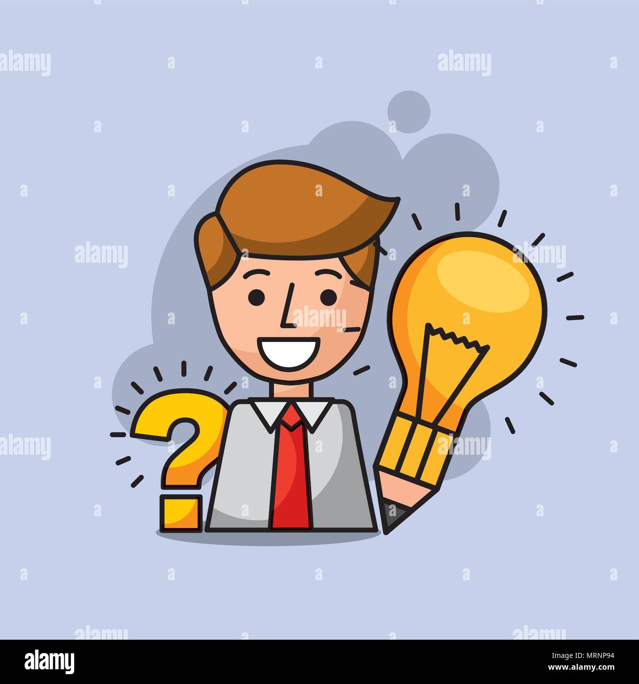 businessman bulb idea question mark creative process vector ...