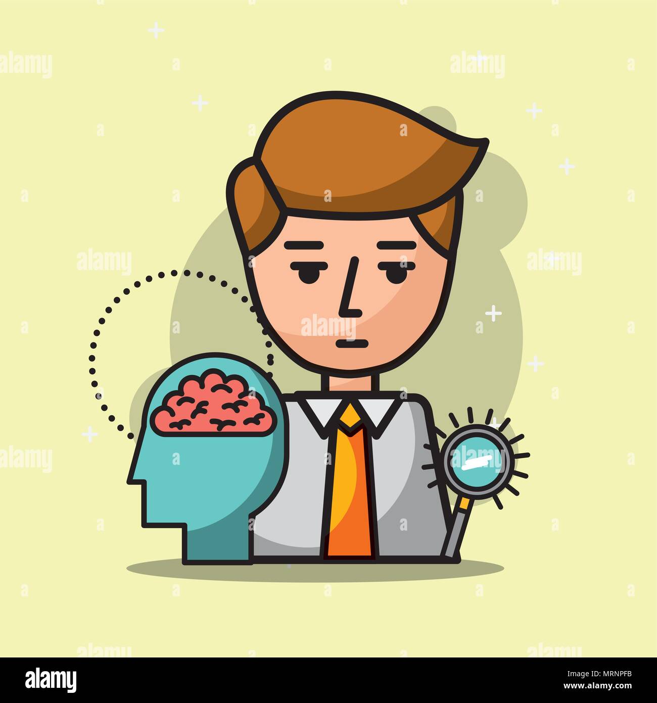 businessman silhouette head brain analysis creative process vector ...