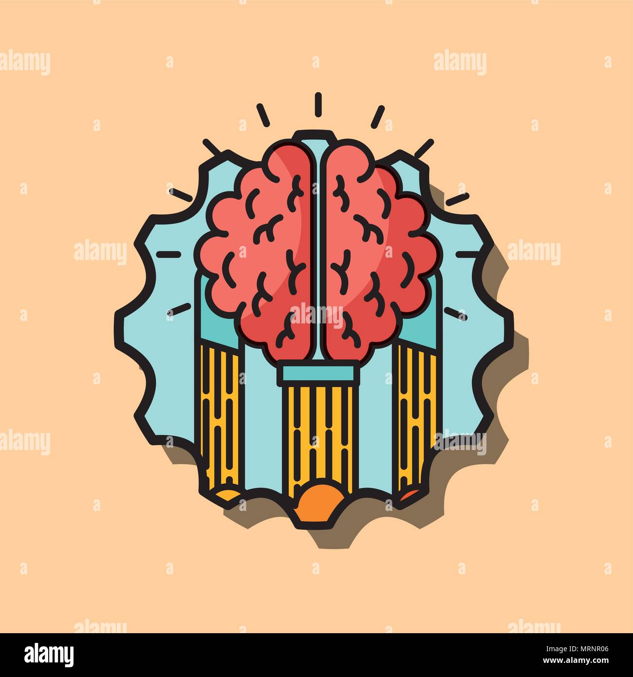 brain rocket launching startup creative process vector illustration ...