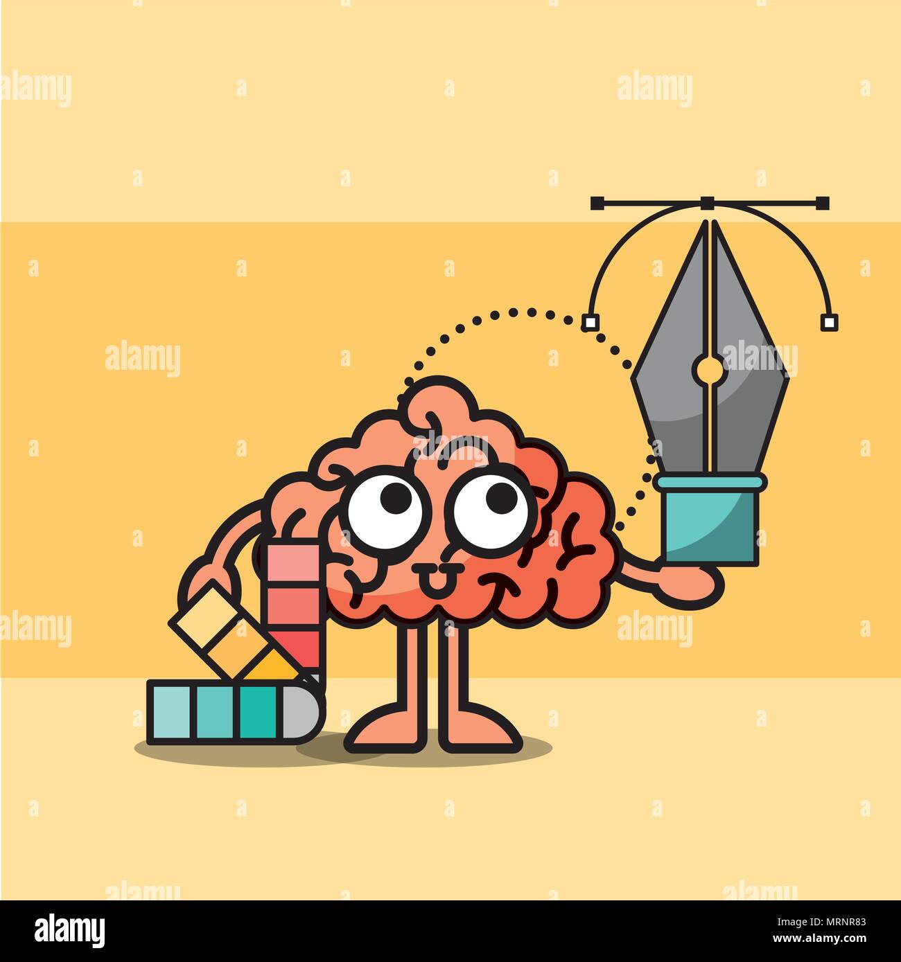 brain cartoon graphic design tool creative process vector illustration ...