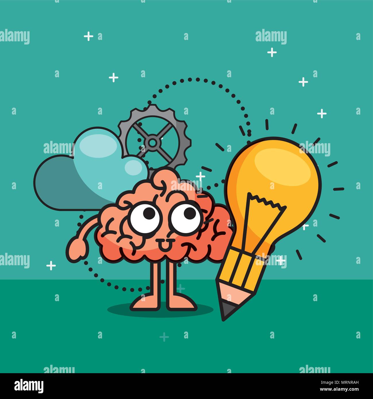 Cartoon Brain With Lightbulb