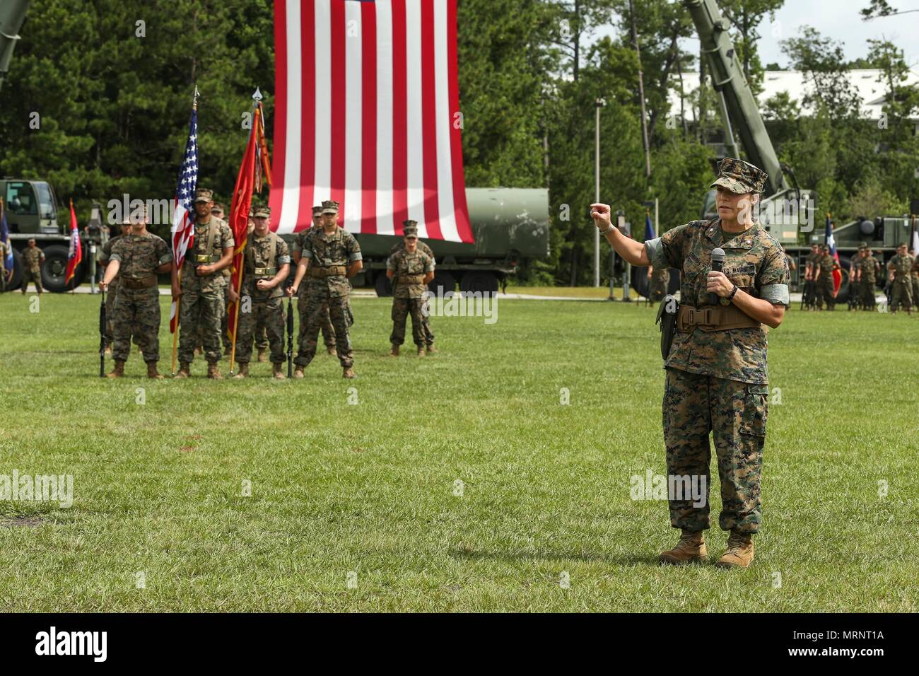U.S. Marine Corps Lt. Col. Lauren S. Edwards speaks at the 8th Engineer ...