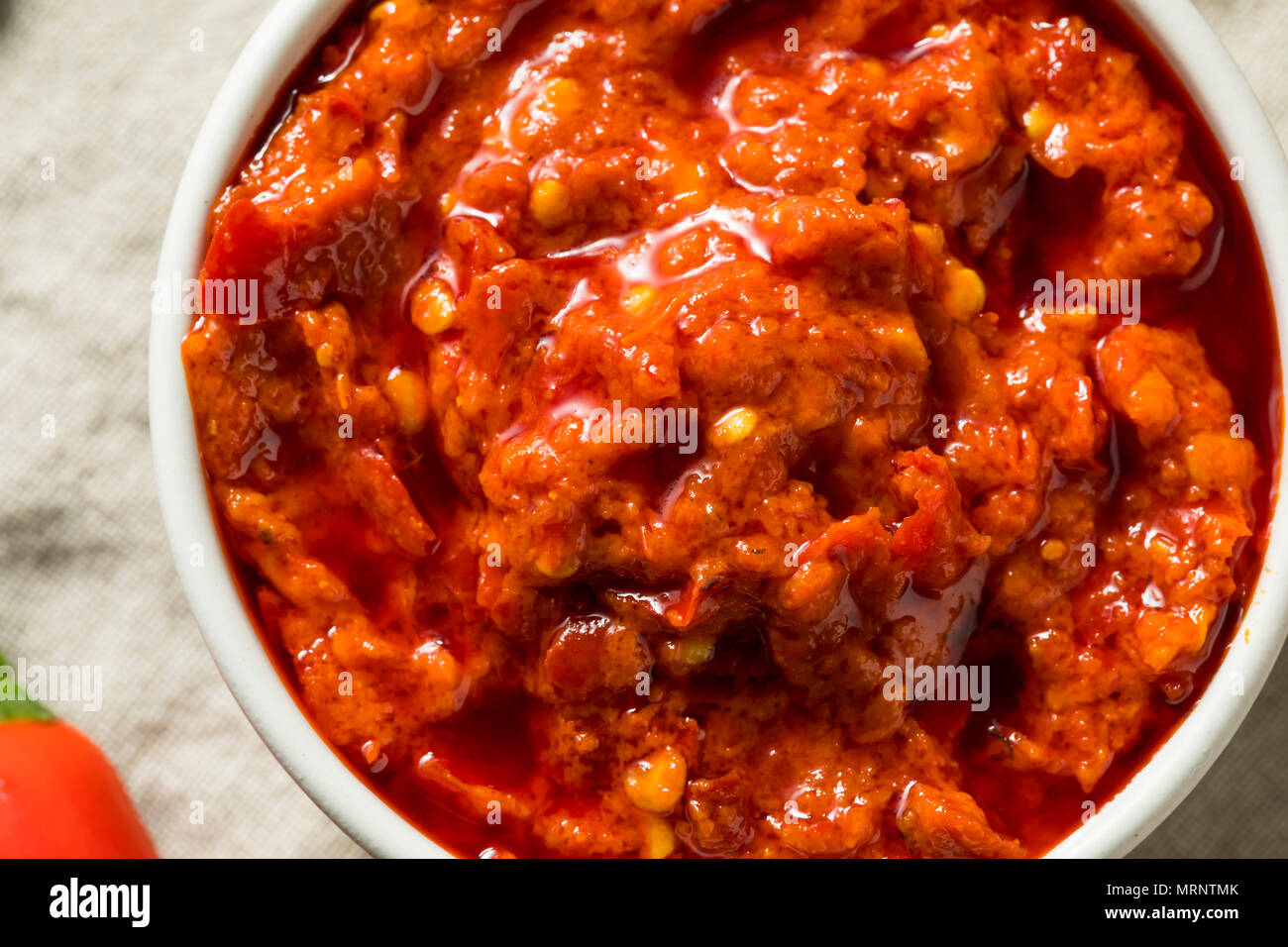 Hot Red Calabrian Pepper Sauce Spread in a Bowl Stock Photo - Alamy